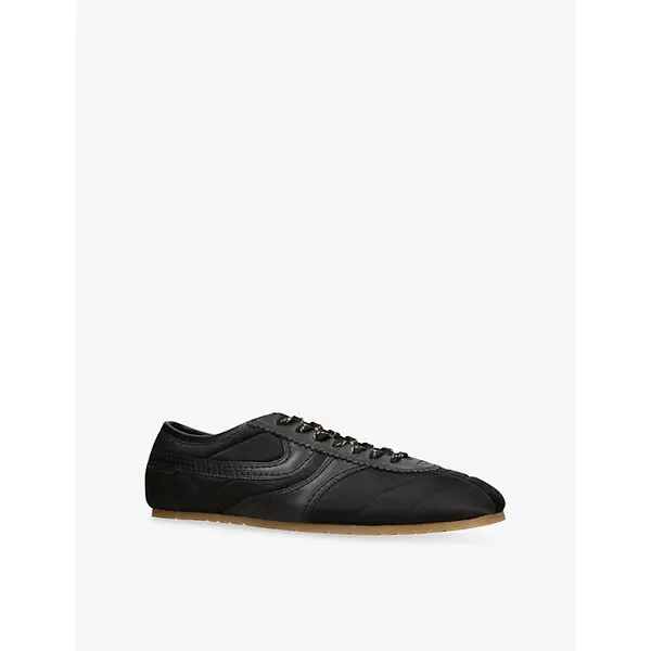 Dries Van Noten Dustin Satin And Leather Trainers - Black
