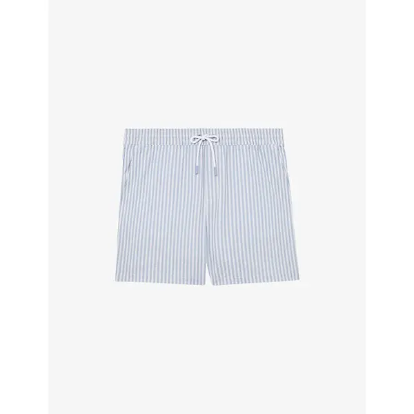 REISS Striped Swim Shorts - Soft Blue White