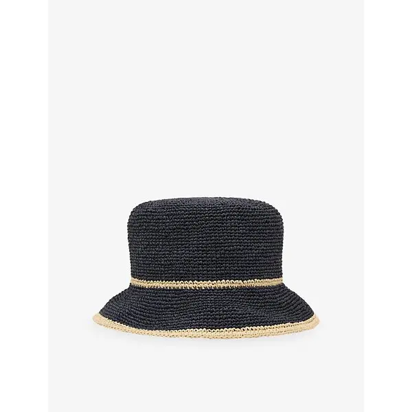 REISS Woven Bucket Hat - Navy