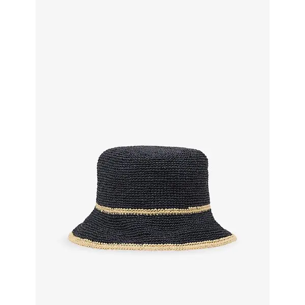 REISS Woven Bucket Hat - Navy