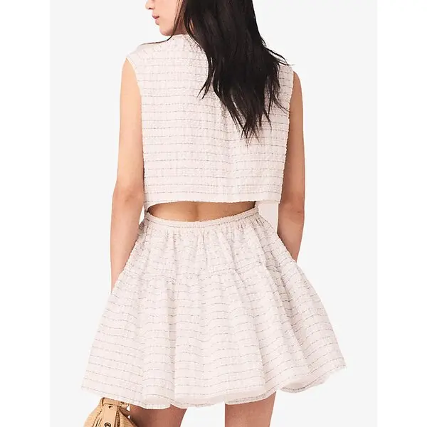 Maje V-neck Flared Woven Mini Dress