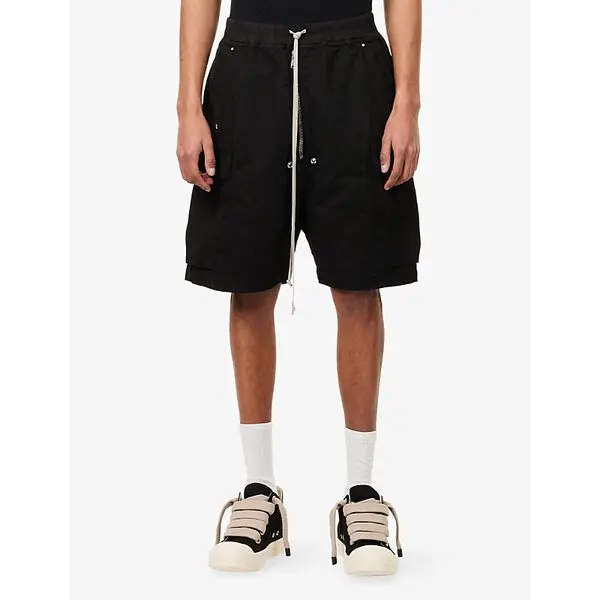 Rick Owens Cargobela Exposed-zip Cotton Shorts - Black