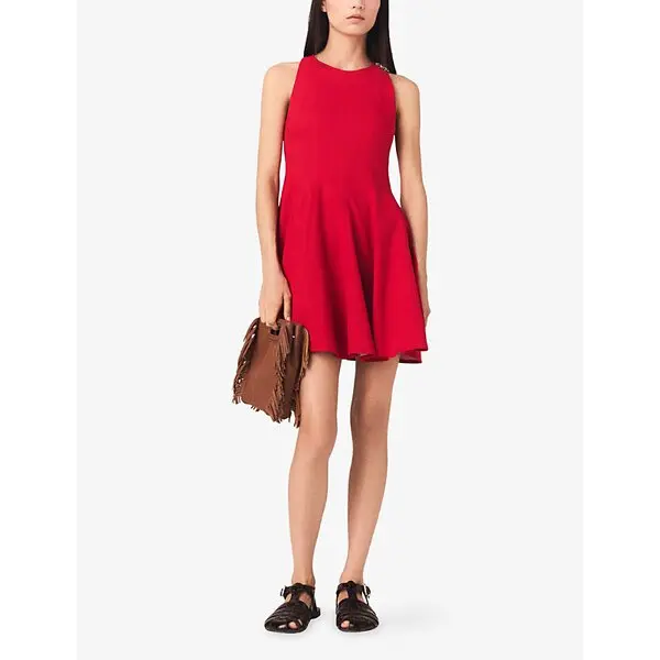 Maje Sleeveless Linen-blend Mini Dress