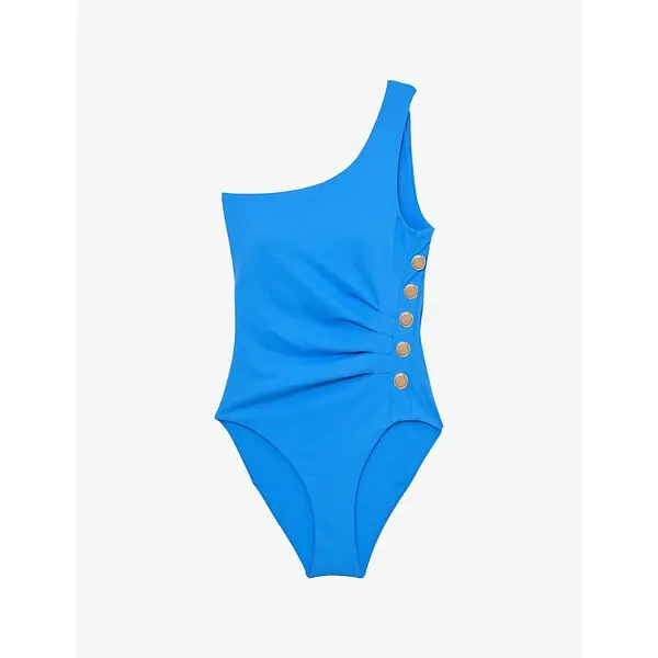 REISS Palma One-shoulder Swimsuit - Blue