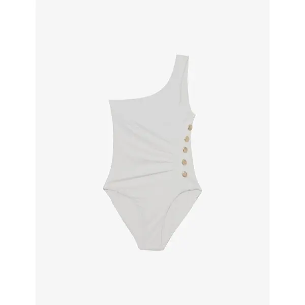 REISS Palma One-shoulder Swimsuit - Ivory