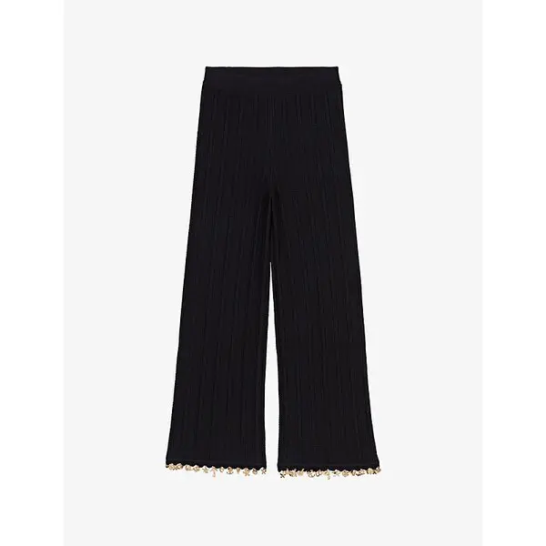 Maje Charm-embellished Knitted Trousers