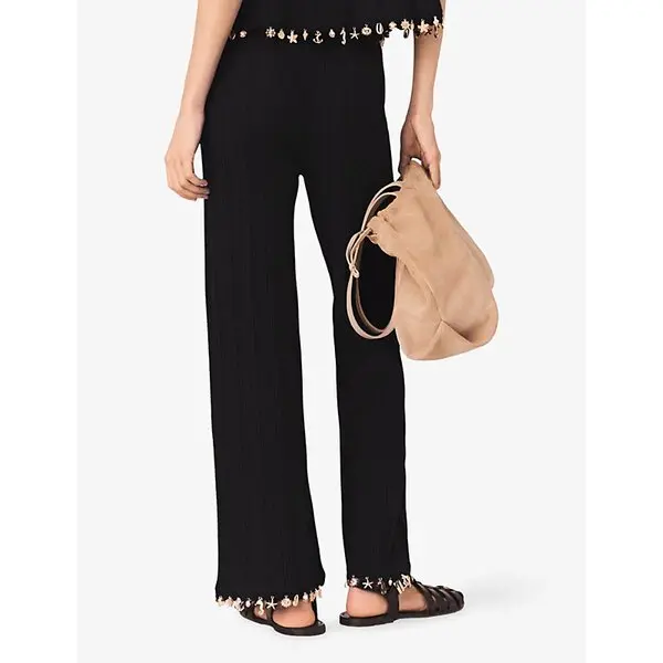Maje Charm-embellished Knitted Trousers