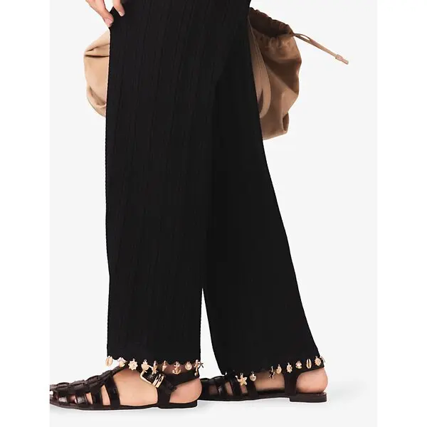 Maje Charm-embellished Knitted Trousers