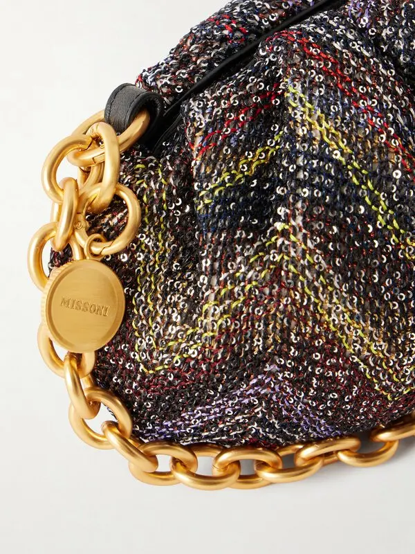 Missoni Caperdoni Small Sequined-embellished Striped Woven Pouch