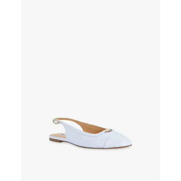 DUNE Hanna Leather Slingback Flats - Blue Leather