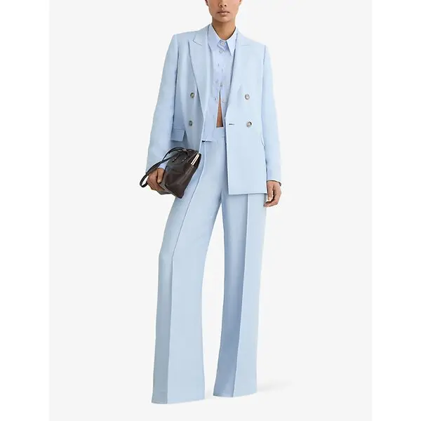 REISS Woven Wide-leg Suit Trousers - Blue