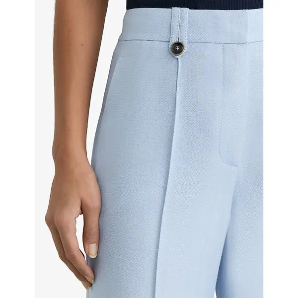 REISS Woven Wide-leg Suit Trousers - Blue