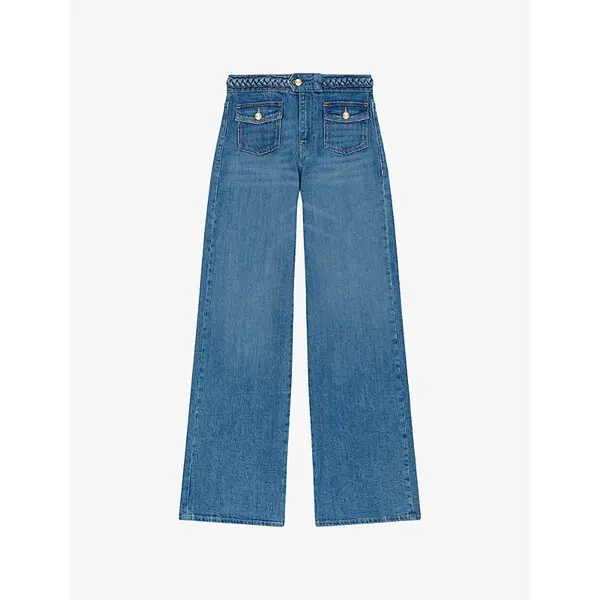 Maje Braided-waist Flared-leg Denim Jeans