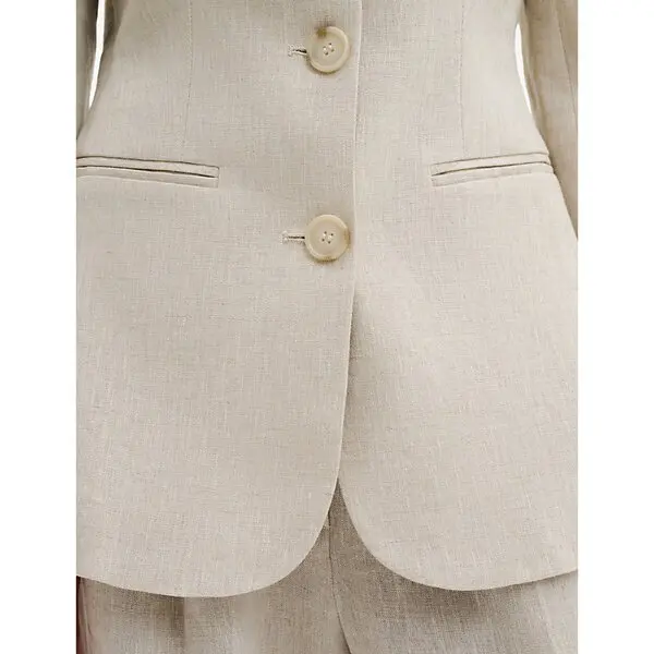 MALINA Carol Round-neck Linen Blazer - Sand