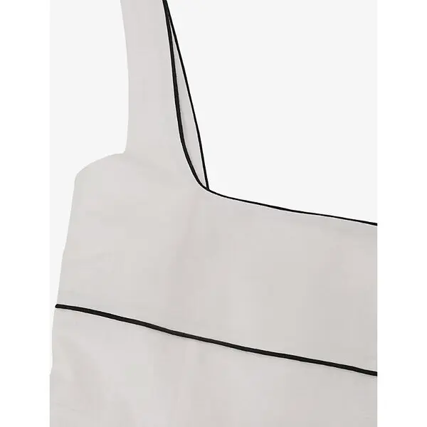 REISS Dorethea Contrast-trim Linen Midi Dress - Ivory
