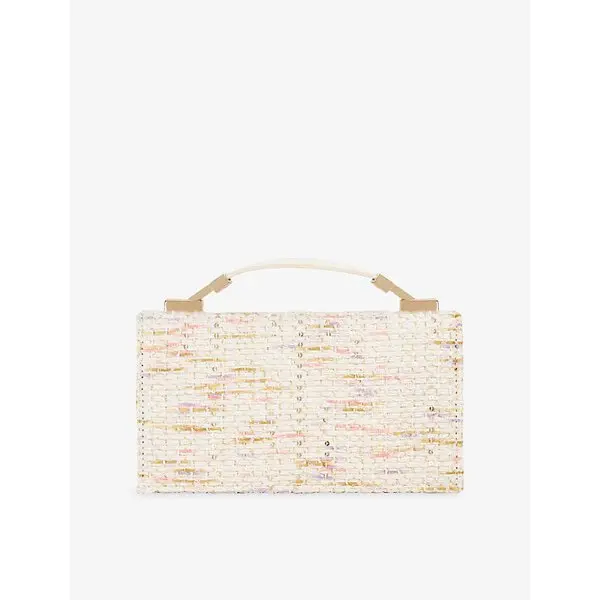 DUNE Woven Top-handle Bag With Chain Strap - Blush Fabric