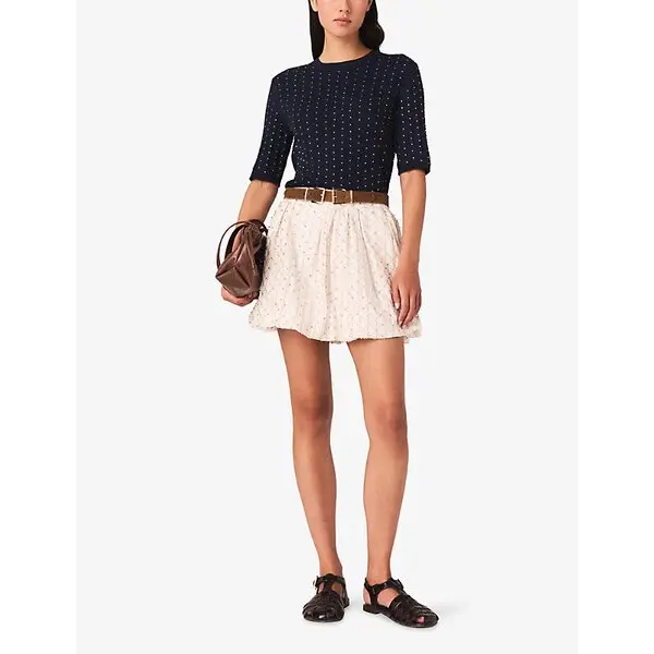 Maje Rhinestone-embellished Knitted Jumper