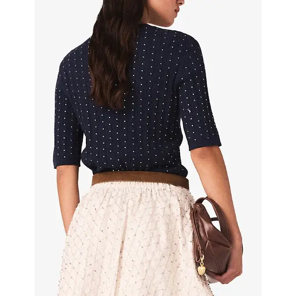 Maje Rhinestone-embellished Knitted Jumper