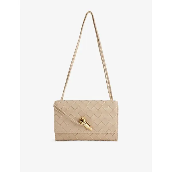 Bottega Veneta Andiamo Leather Wallet-on-chain - Ecru-muse Brass