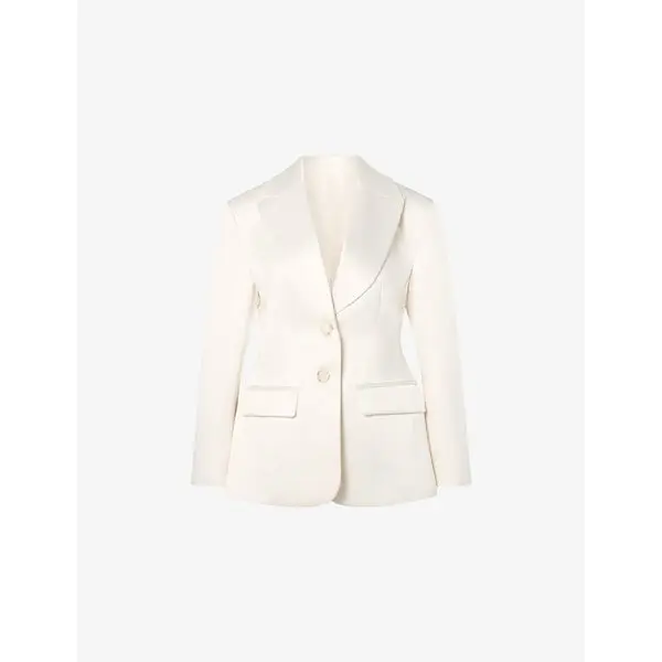 MALINA Ella Tailored Peplum Wool-blend Blazer - Vanilla