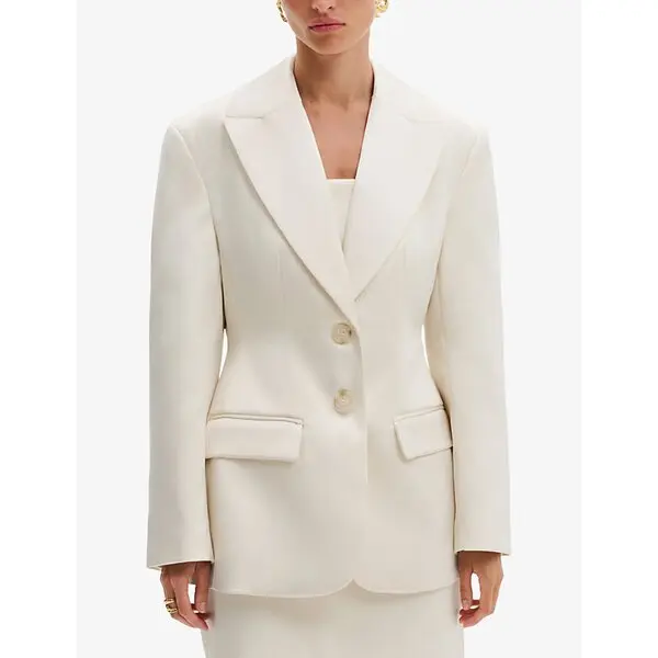 MALINA Ella Tailored Peplum Wool-blend Blazer - Vanilla