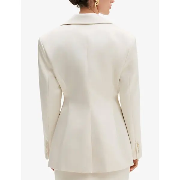 MALINA Ella Tailored Peplum Wool-blend Blazer - Vanilla