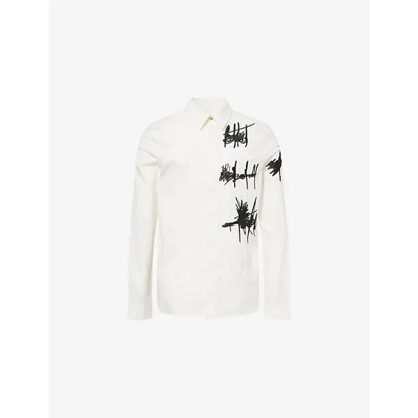 Rick Owens Embroidered Motif Cotton Shirt - Milk/black