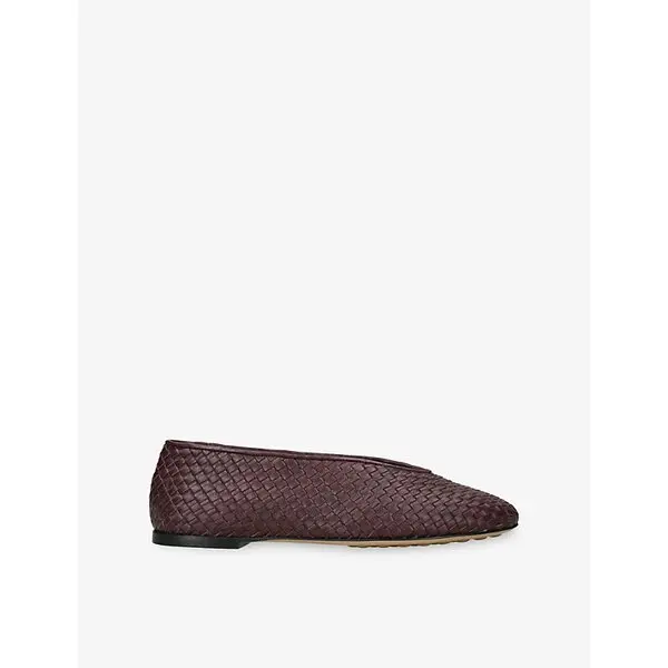 Bottega Veneta Leather Ballet Flats - Wine