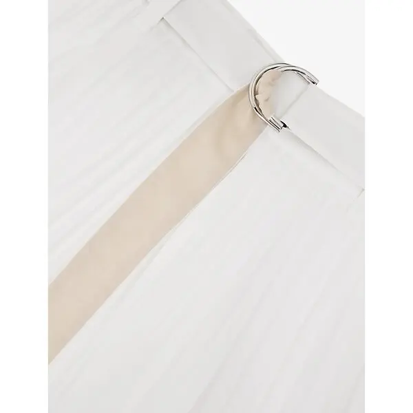 REISS Allora Pleated Woven Midi Skirt - Ivory