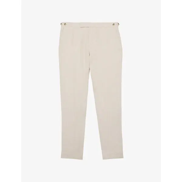 REISS Tailored-fit Linen Suit Trousers - Stone