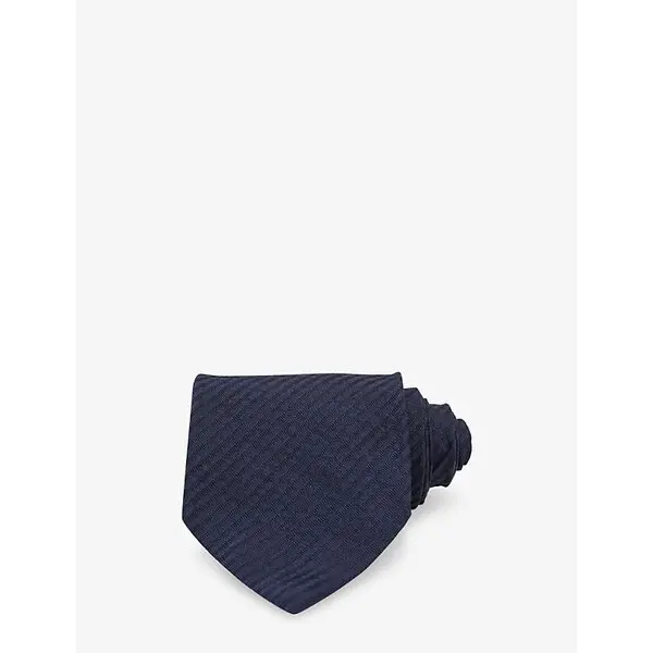 REISS Cotton And Silk Tie - Navy