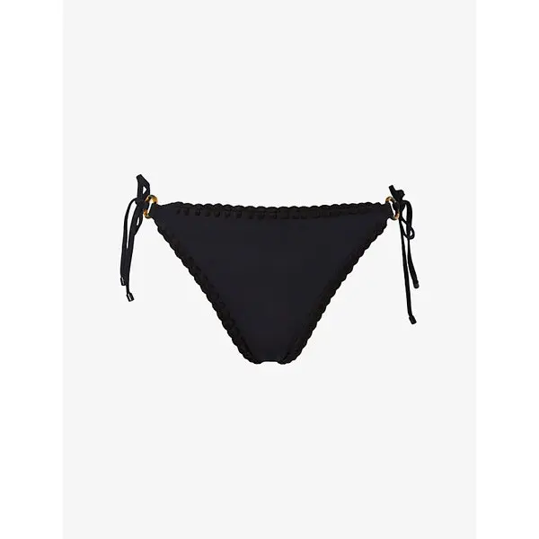 MALINA Roselyn Ring-embellished Bikini Bottoms - Black