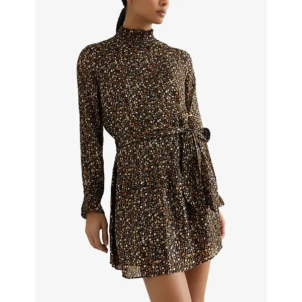 REISS Floral-print Woven Mini Dress