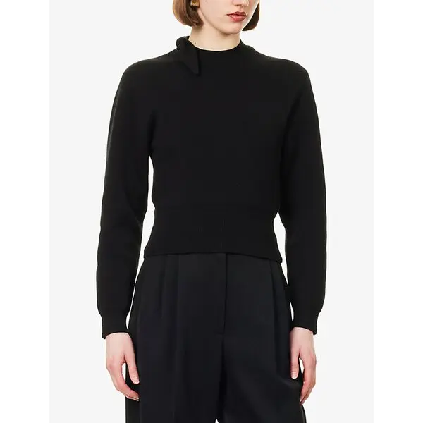 Givenchy Wool-blend Knitted Jumper With Bow Detail - Black
