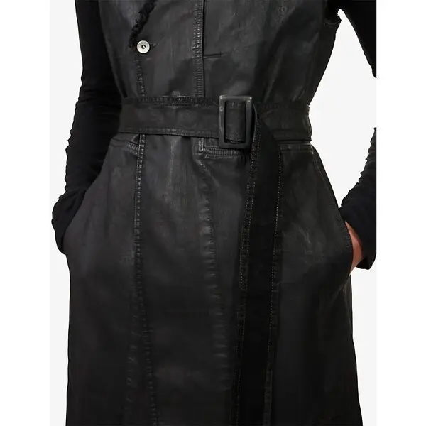 Rick Owens Temple Belted Sleeveless Coated-cotton Coat