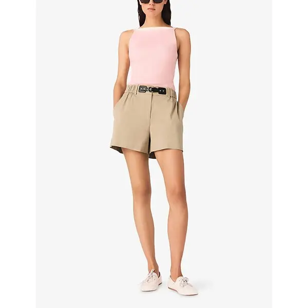 Maje Square-neck Ribbed Top - Pink
