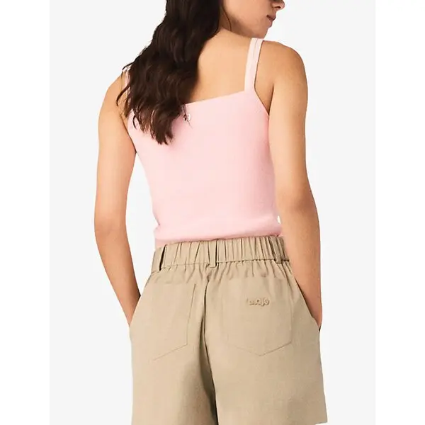 Maje Square-neck Ribbed Top - Pink