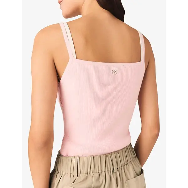 Maje Square-neck Ribbed Top - Pink