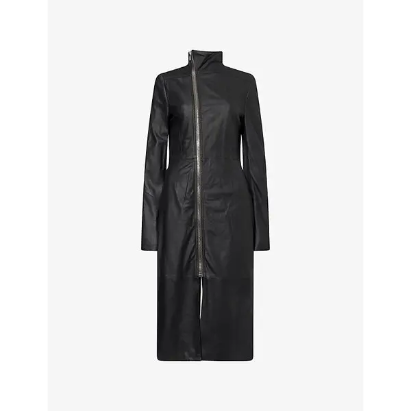 Rick Owens Gary Long Leather Coat - Black