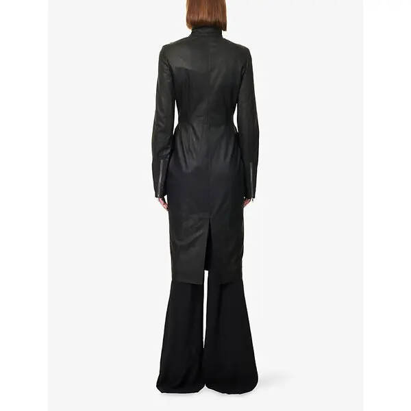 Rick Owens Gary Long Leather Coat - Black