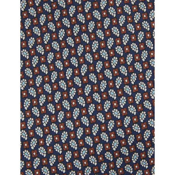 REISS Paisley Print Silk Necktie - Navy