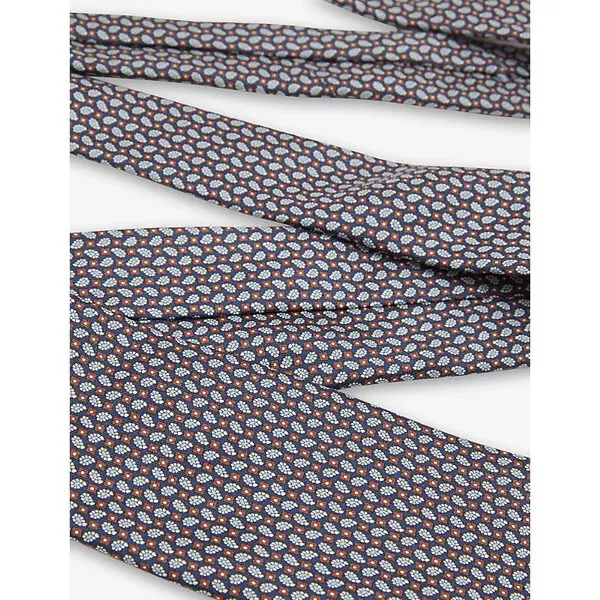 REISS Paisley Print Silk Necktie - Navy