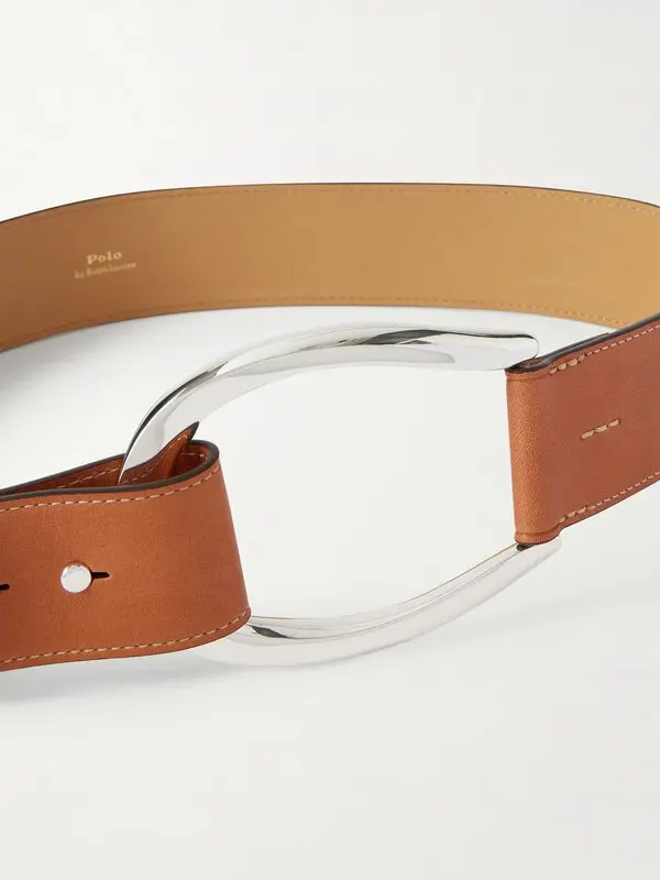 Polo Ralph Lauren Leather Belt With Silver-tone Buckle