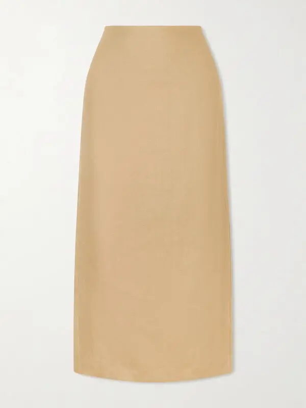 Max Mara Veranda Linen Midi Skirt - Neutrals