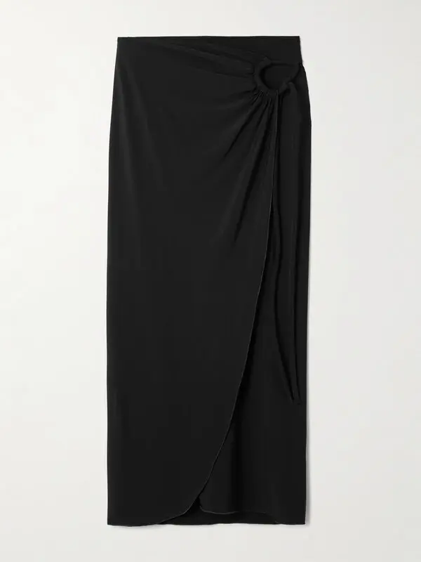 Max Mara Gathered Jersey Wrap-effect Maxi Skirt - Black