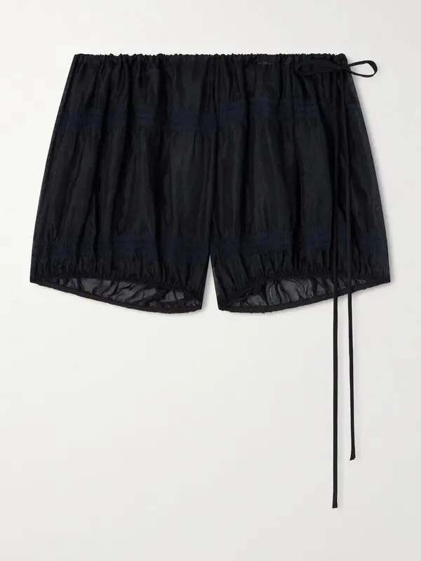 Kiki De Montparnasse Smocked Silk-blend Voile Shorts