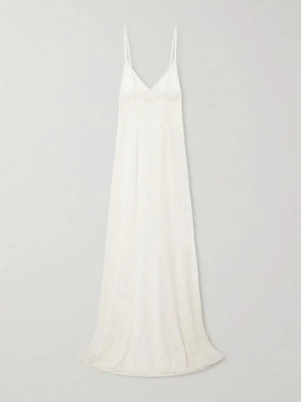 Kiki De Montparnasse Crocheted Silk Maxi Dress - Neutrals