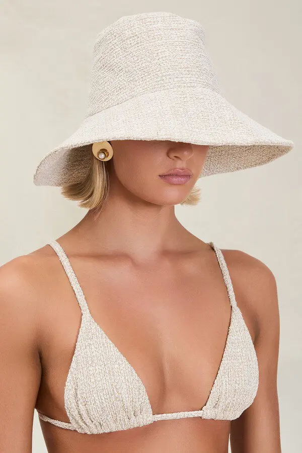 Devon Windsor Wide Brim Tweed Bucket Hat - Gold
