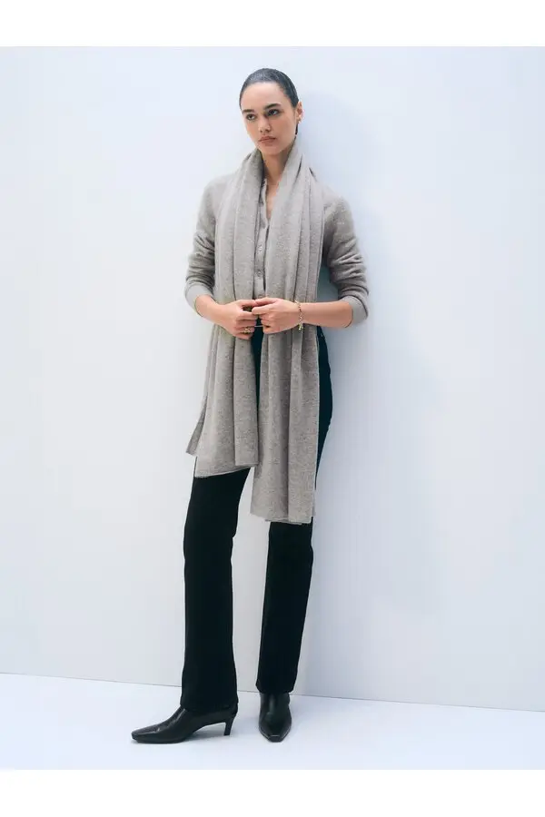 WHITE & WARREN Cashmere Travel Wrap | Heather - Grey
