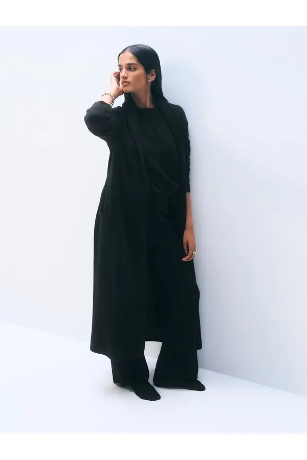 WHITE & WARREN Cashmere Robe - Black